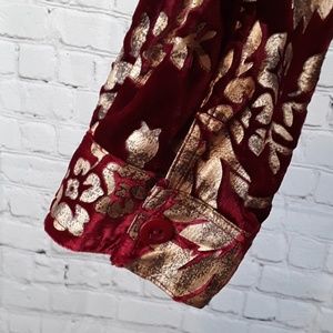 erin london | Jackets & Coats | Vintage Flocked Crushed Gold Red Velvet ...